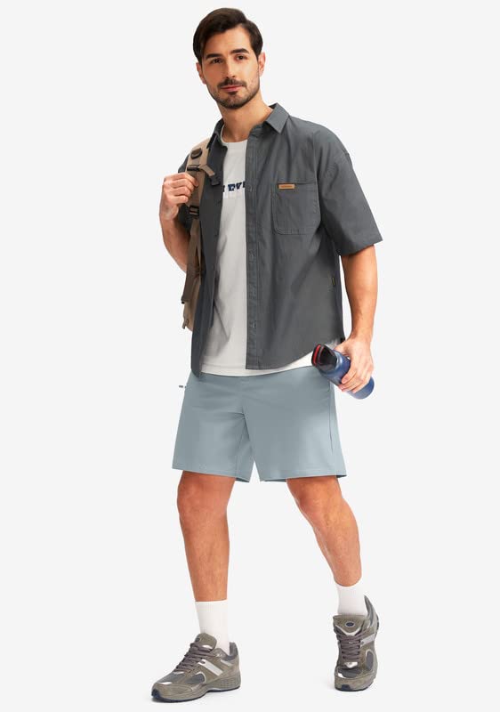 Viodia Men's 7" Golf Shorts with 5 Pockets Elastic Waist Dry Fit Stretch Lightweight Shorts for Men Hiking Casual Athletic