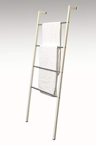 Asta Metal Towel Ladder with 4-Tier Stainless Steel Storage Rungs. Powder-Coated Metal Storage Rack for Bathroom, Bedroom and Laundry Room. B601 (Light Beige)