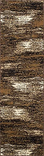 Champion Rugs Modern Contemporary Brush Brown Mocha Area Rug (2 Feet X 7 Feet Runner)
