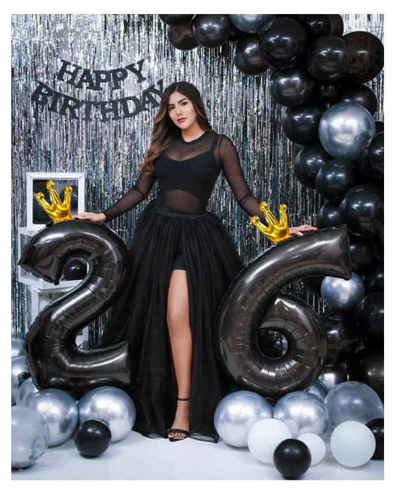 Number 6 Balloon 40 in, Six Helium Balloons for Birthday Party 16 60 Decorations Anniversary, 6th Birthday Balloon, Black 6 Balloons