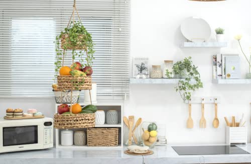 Hanging Fruit Basket Handmade Woven Hanging Basket Kitchen Storage. 3-Tier Fruit Baskets for Produce. Boho Hanging Planter Baskets - Kitchen Produce Storage Eco Friendly Organizer Heavy Duty