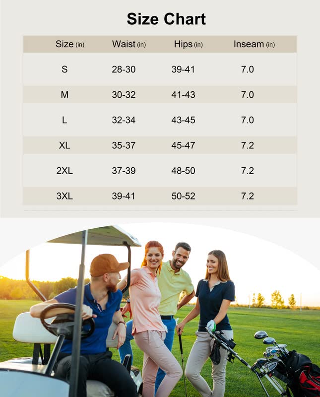 Viodia Men's 7" Golf Shorts with 5 Pockets Elastic Waist Dry Fit Stretch Lightweight Shorts for Men Hiking Casual Athletic