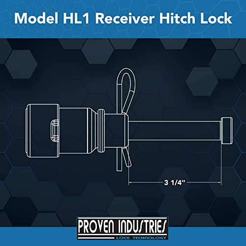Proven Industries Model HL1 Receiver Hitch Pin Lock, Fits 2-Inch or 2 1/2-Inch Receivers, Made in The USA, (Black)