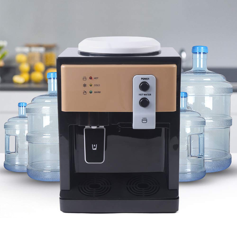 Countertop Water Cooler Portable Hot & Cold Water Dispenser 3 in 1 Top Loading Water Cooler Dispenser 110V Electric Water Dispenser for Offices Bar Home Kitchen, Holds 3 or 5 Gallon Bottles
