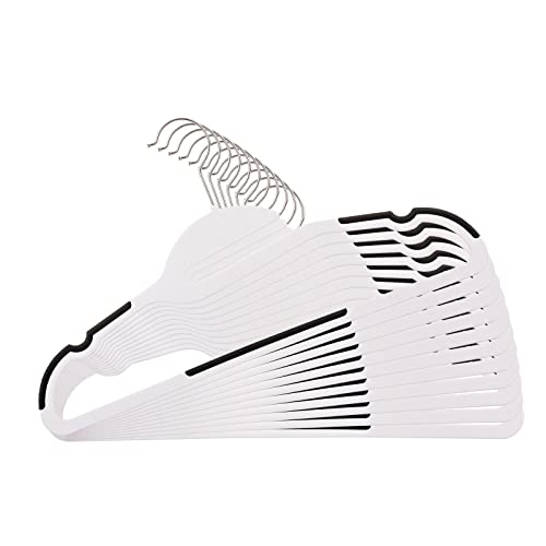 DAMAHOME 50PK Coat Hangers Non Slip - Space Saving Plastic Clothes Hangers, Slim Pant Hangers, U-Slide, Heavy Duty, 360°Swivel Hook, White