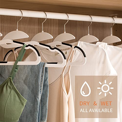 DAMAHOME 50PK Coat Hangers Non Slip - Space Saving Plastic Clothes Hangers, Slim Pant Hangers, U-Slide, Heavy Duty, 360°Swivel Hook, White