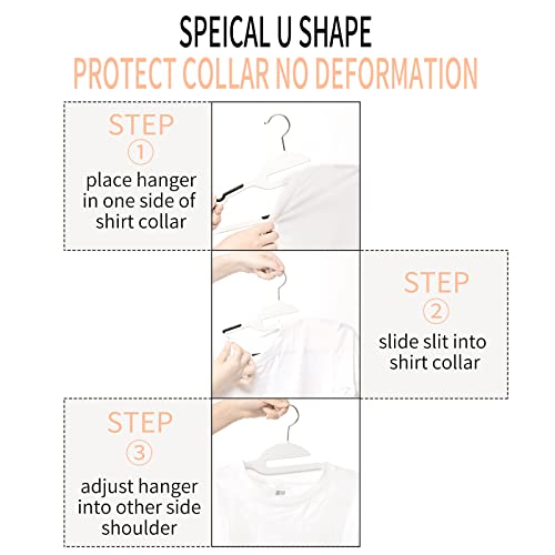 DAMAHOME 50PK Coat Hangers Non Slip - Space Saving Plastic Clothes Hangers, Slim Pant Hangers, U-Slide, Heavy Duty, 360°Swivel Hook, White