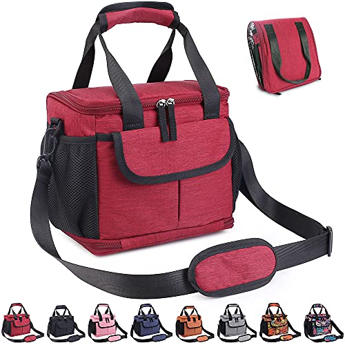VENLING Collapsible Lunch Bag,Insulated Lunch Bag for Women/Men οΌWith Adjustable Straps, Office Work School Picnic Beach Reusable Lunch Box (Red)