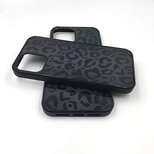 XUNQIAN Compatible for iPhone 12 Case, iPhone 12 Pro Case, Black Leopard Cheetah Animal Skin Print Art Thin Soft Black TPU +Tempered Mirror Protective Case for Apple 12/12 Pro (for iPhone 12/12 Pro)