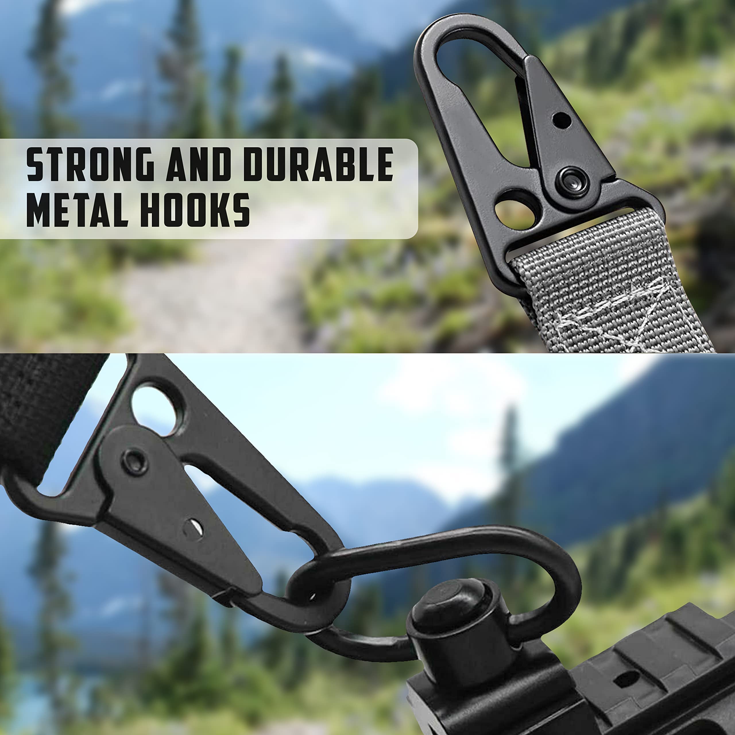 GearHill Metal Rifle Sling Clips, Snap Hooks Heavy Duty HK Clips Tactical Universal Clip for Rifle Paracord Clips