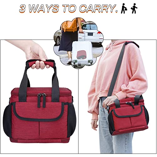 VENLING Collapsible Lunch Bag,Insulated Lunch Bag for Women/Men ,With Adjustable Straps, Office Work School Picnic Beach Reusable Lunch Box (Red)