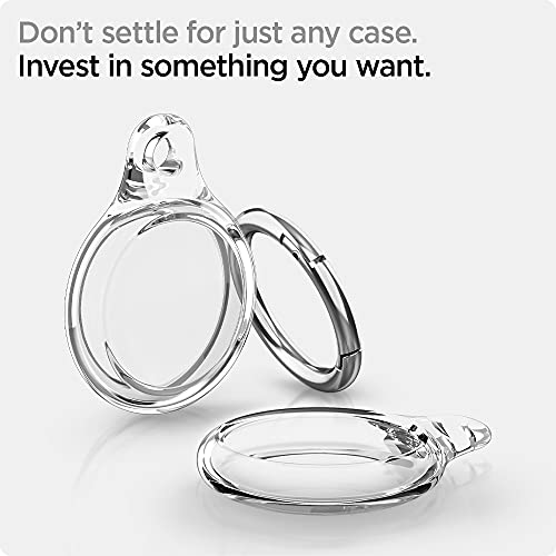 Spigen Ultra Hybrid Compatible with AirTag Case Cover AirTag Holder Designed for AirTag Keychain Ring (2021) - Crystal Clear