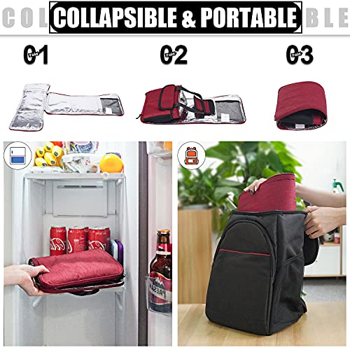 VENLING Collapsible Lunch Bag,Insulated Lunch Bag for Women/Men ,With Adjustable Straps, Office Work School Picnic Beach Reusable Lunch Box (Red)