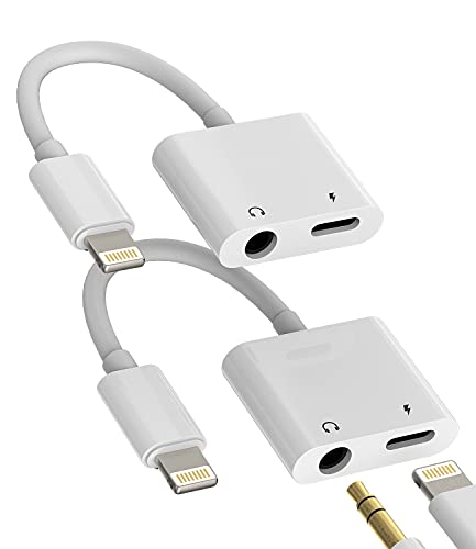 2pack,Converter Compatible for iPhone Headphone Adapter Compatible with Lightning to 3.5mm AUX Audio Jack and Charger Dongle Earphone Splitter 11 12 pro xs xr x 8 for Ipad charging connector for Apple