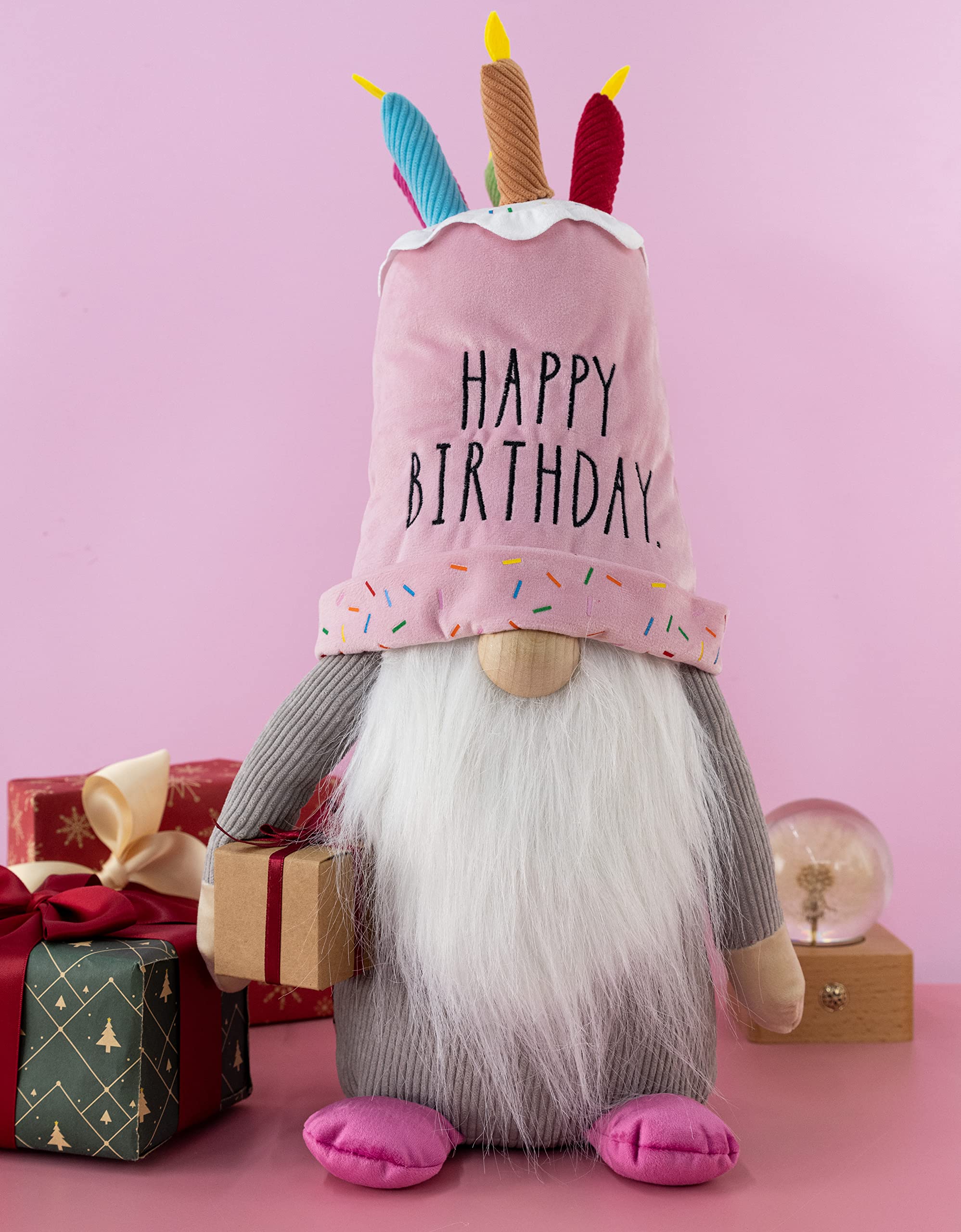 Rae Dunn Kitchen Gnome - Home Decor Decorations - Scandinavian/Swedish/Nordic Tomte Nisse Plush Figurine - 19" Elf with Beard Ornament for Shelf, Table, Desk Décor (Pride (Valentine Gnome))