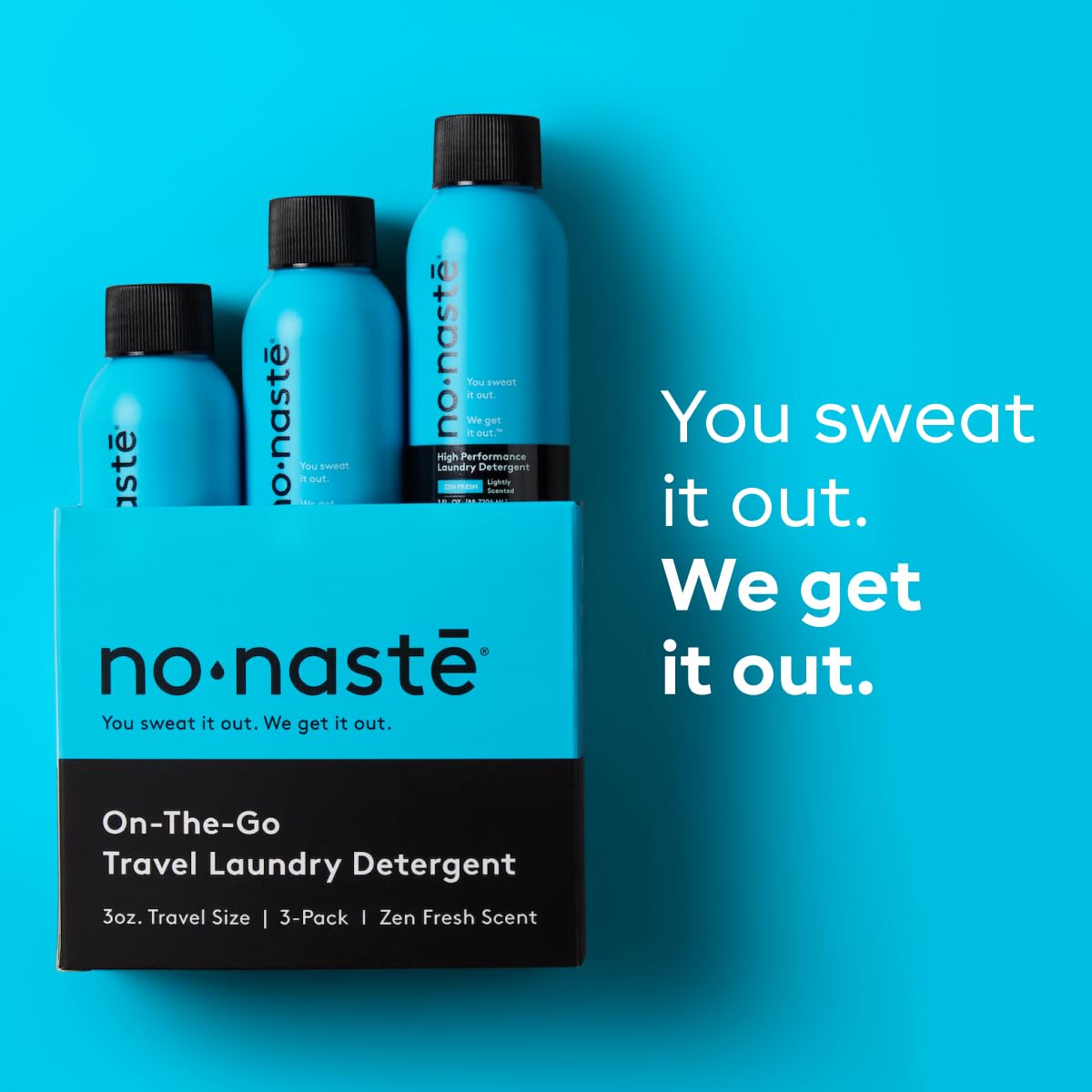 Nonaste Travel Laundry Detergent - Zen Fresh, 3 Fl Oz (Pack of 3), 9 Loads - Travel Size Laundry Detergent for Workout Clothes & More - TSA Compliant for On the Go
