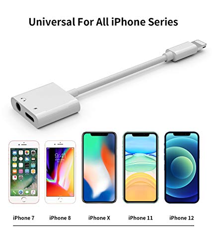 2pack,Converter Compatible for iPhone Headphone Adapter Compatible with Lightning to 3.5mm AUX Audio Jack and Charger Dongle Earphone Splitter 11 12 pro xs xr x 8 for Ipad charging connector for Apple