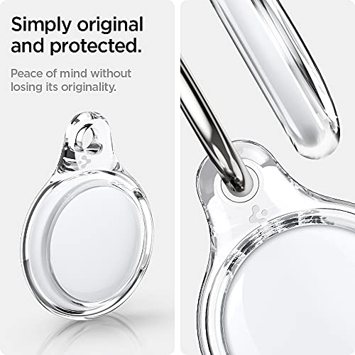 Spigen Ultra Hybrid Compatible with AirTag Case Cover AirTag Holder Designed for AirTag Keychain Ring (2021) - Crystal Clear