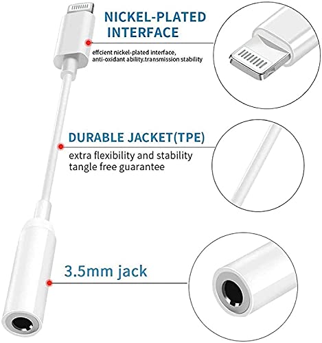 Apple MFi Certified 3 Pack Lightning to 3.5 mm Headphone Jack Adapter iPhone 3.5mm Jack Aux Dongle Cable Earphones Headphones Converter Compatible with iPhone 12 12 Pro11 XR XS X 8 7 iPad iPod