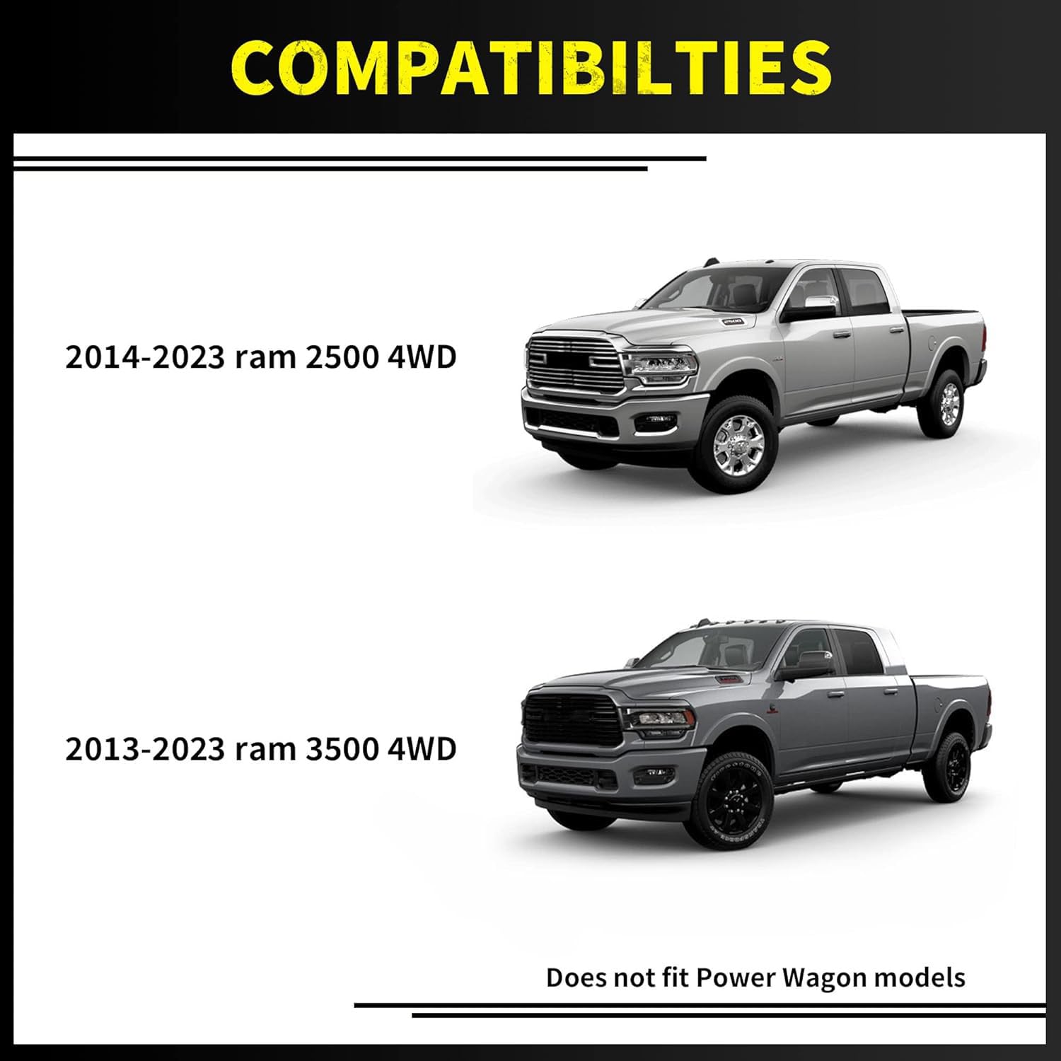2.5'' Front Leveling Kit for 2014-2023 Ram 2500 4WD, 2013-2023 Ram 3500 4WD, 2.5 inch Leveling Lift Kits Spring Strut Spacers with Shock Relocation Brackets Compatible with Ram 2500 3500 4WD