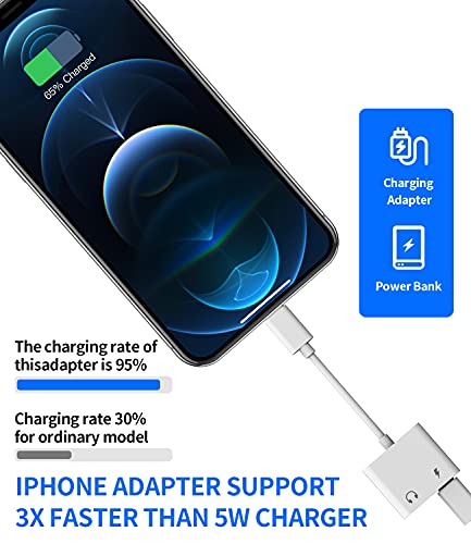 2pack,Converter Compatible for iPhone Headphone Adapter Compatible with Lightning to 3.5mm AUX Audio Jack and Charger Dongle Earphone Splitter 11 12 pro xs xr x 8 for Ipad charging connector for Apple
