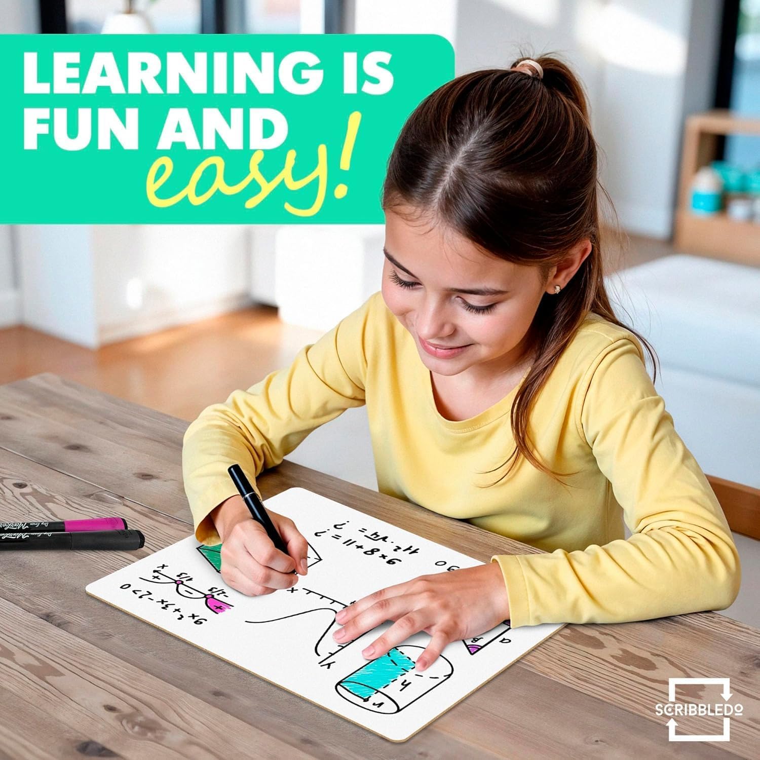 SCRIBBLEDO 2 Pack Small White Board Dry Erase Mini Whiteboard 9x12 Inch Small Dry Erase Board Marker Board Dry Erase Lapboards Handheld Personal White Boards for Students Small Whiteboard