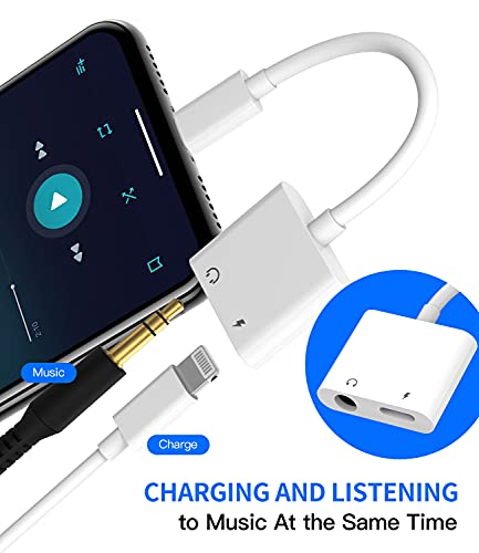 2pack,Converter Compatible for iPhone Headphone Adapter Compatible with Lightning to 3.5mm AUX Audio Jack and Charger Dongle Earphone Splitter 11 12 pro xs xr x 8 for Ipad charging connector for Apple