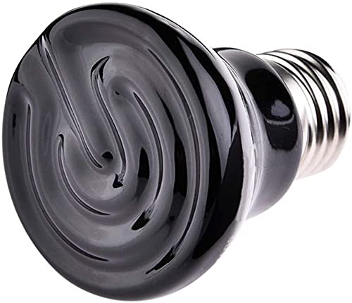 Qixivcom 2-Packs 50W Black Ceramic Heat Lamp Mini Reptile Heat Lamp Bulbs E26/E27 Infrared Reptile Heat Emitter Heater Lamp Bulb No Light Lamps for Lizard Brooder Coop Aquarium Habitat Lizard Turtle