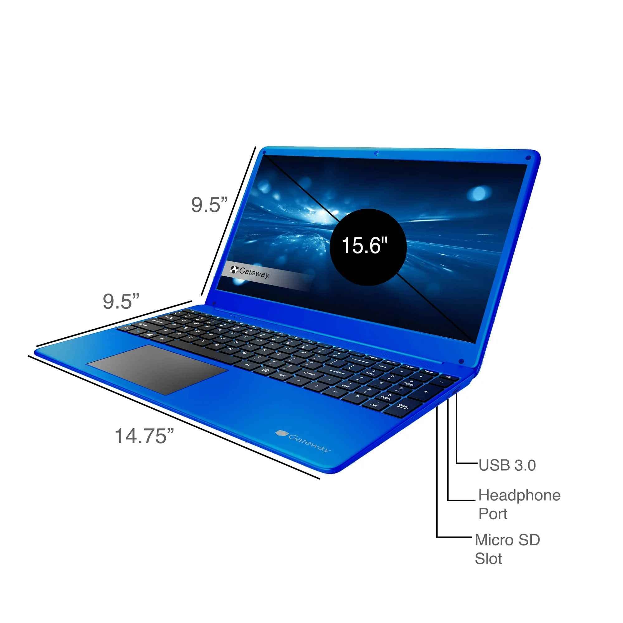 Gateway 15.6" FHD Ultra Slim Laptop, Core i3-1115G4 up to 4.1GHz, 4GB RAM, 128GB eMMC, WiFi, Bluetooth, Hugo Tech Mart, Dale Blue (Renewed)