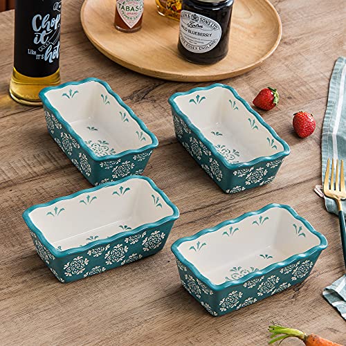 Original Heart Loaf Pan Ceramic Bread Pan, 4pcs Mini Loaf Baking Pans, Mini Loaf Pans for Baking Bread, Nonstick Bread Loaf pan, 6inch Meatloaf Pan, Baking Pans for Kitchen