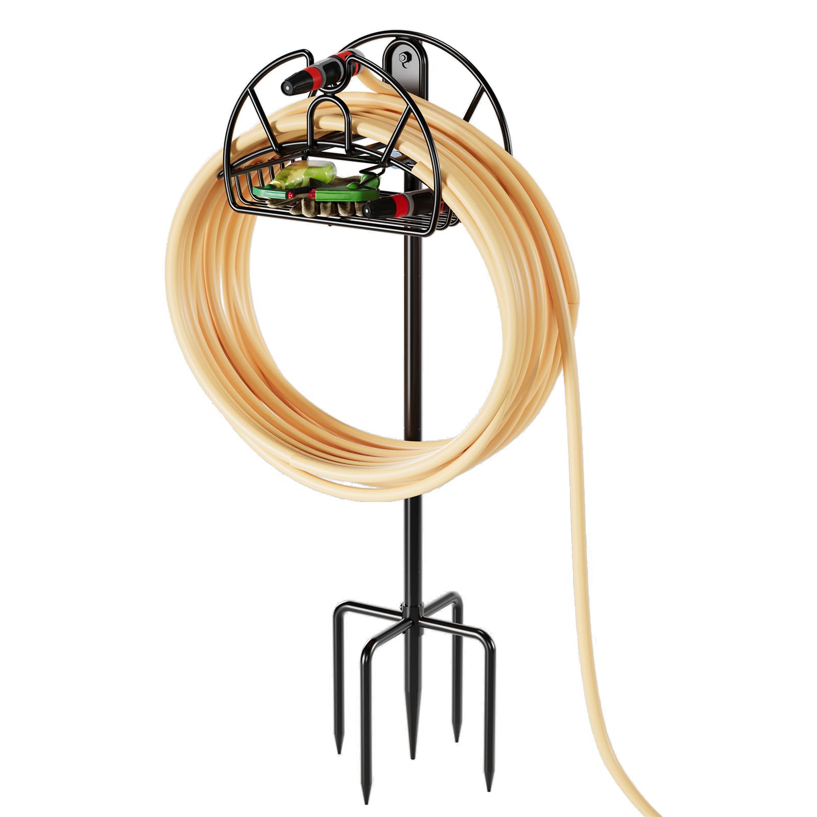 Garden Hose Stand, LIVOD Heavy Duty Water Hose Holder for Outside, Detachable Garden Hose Holder Freestanding for Water Hose Storage, Garden Hose Reels Organizer for Lawn & Yard
