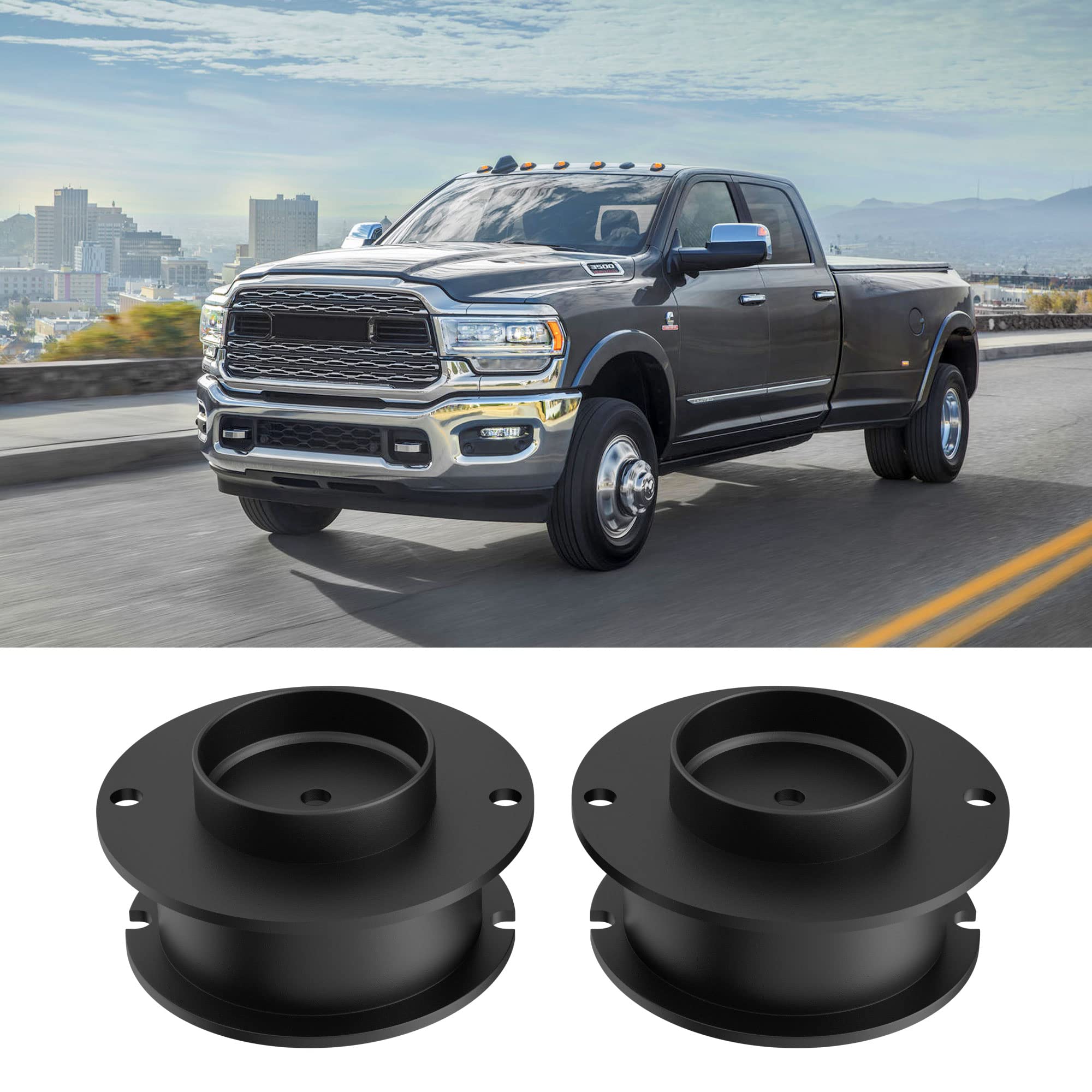 2.5'' Front Leveling Kit for 2014-2023 Ram 2500 4WD, 2013-2023 Ram 3500 4WD, 2.5 inch Leveling Lift Kits Spring Strut Spacers with Shock Relocation Brackets Compatible with Ram 2500 3500 4WD