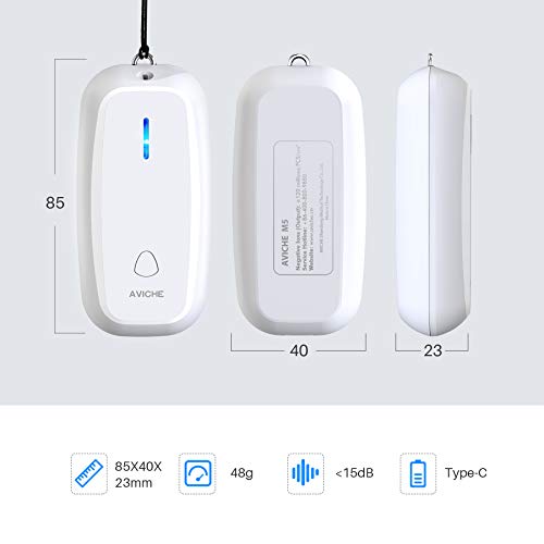 AVICHE New Version M5 Necklace Wearable Mini Personal with USB | White