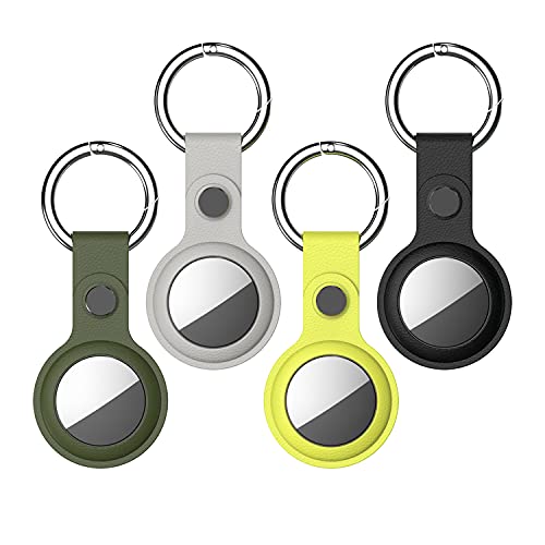 AirTags Holder Case 4 Pack Airtag Protective Compatible with Anti Scratch Shockproof Full Cover with Keychain for Pet Collars, Wallet, Keys,Keychain Dog