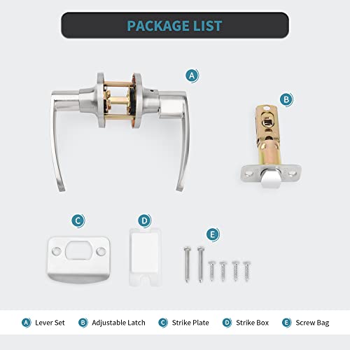 Gaurqiah Passage Door Handle, Passage Function Door Lever,Reversible Door Lever for Hallway or Closet,Satin Nickel Finish