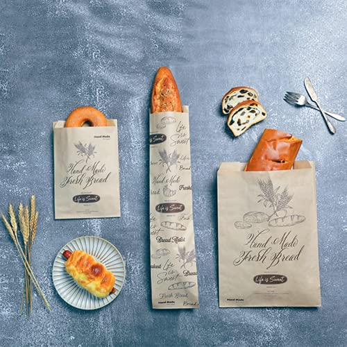 50 Pack 13.8 X 9.5 Inch Kraft Paper Bread Bags for Homemade Bread, Large Paper Bakery Bags for Bread Loaves, Eco Friendly Bread Packaging Storage Loaf Bags for Home Kitchen Bakery.…