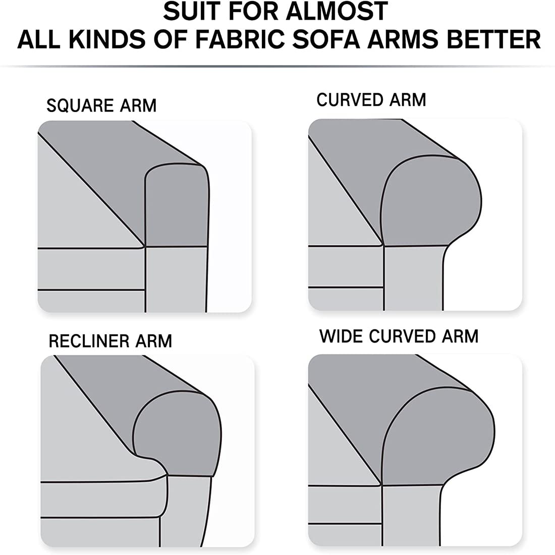 vctops Vintage Jacquard Stretch Armrest Covers with Twist Pins Soft Non-Slip Arm Covers for Chairs Couch Sofa Armchair Slipcovers for Recliner Sofa 4pcs, Greyish Green