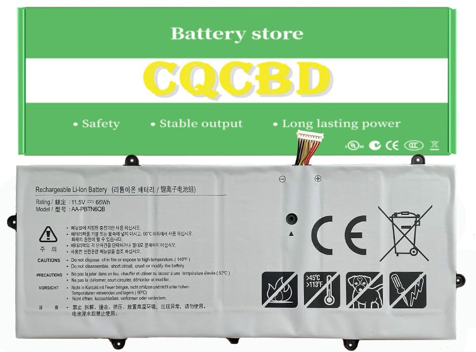 CQCBD AA-PBTN6QB Laptop Battery for Samsung Notebook 9 900X5N NP900X5N NT900X5N NT900X5N-X78L NP900X5N-X01US NP900X5N-L01US NP900X5N-K03 900X5N Series (11.5V 66Wh)