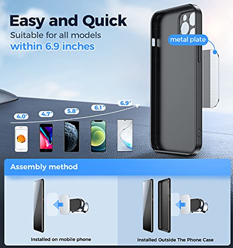 2 Pack Metal Magnetic Phone Holder for Car [ 2022 Upgrade 8X N52 Magnets] Strong Magnet Car Mount, One Second Put and Take & Dashboard 360° Rotation, Fit with iPhone and All Smartphone