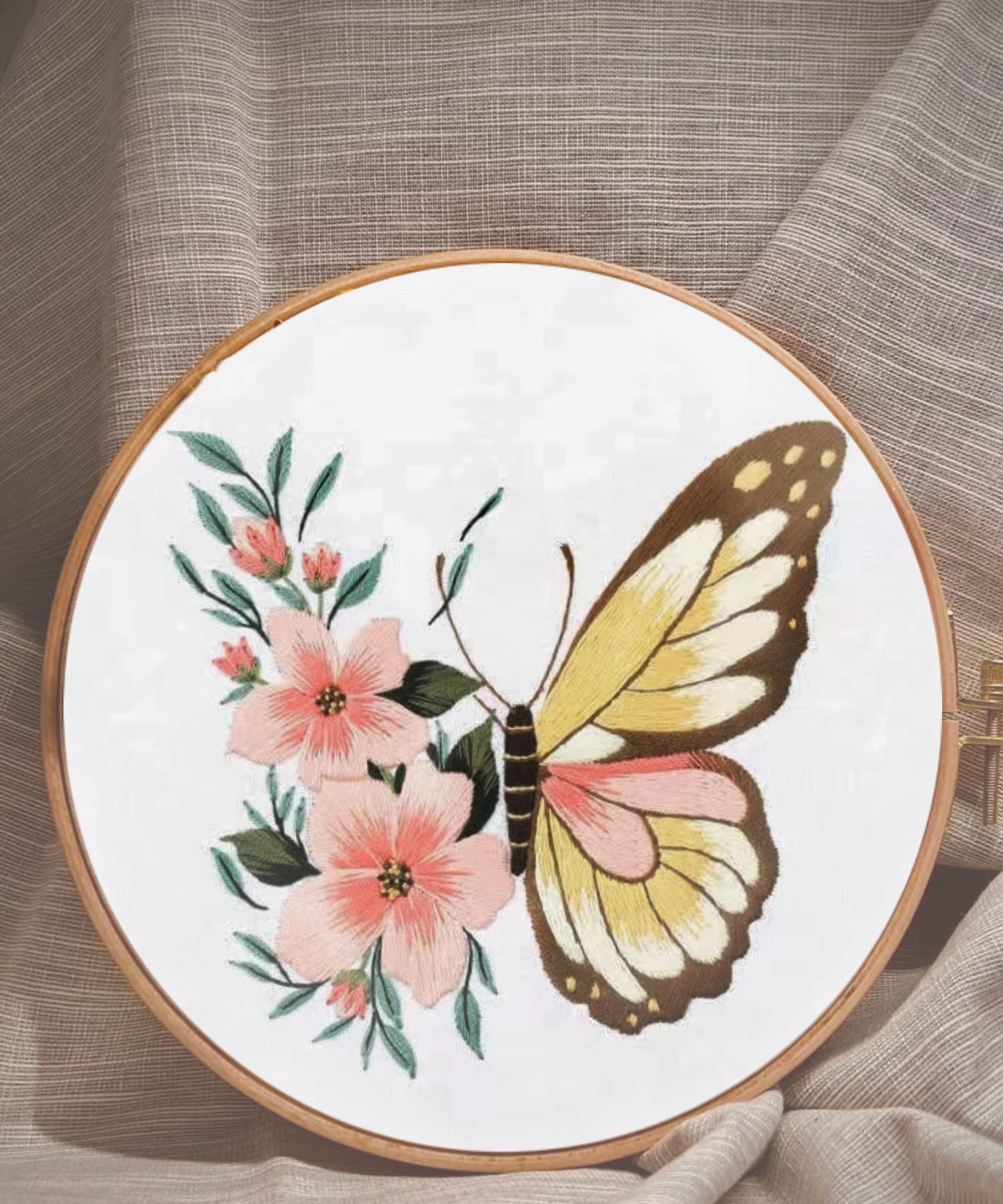 Highkick Embroidery Kit for Beginner,Embroidery Kit for Adults, All in one,Madame Butterfly,4 Pack
