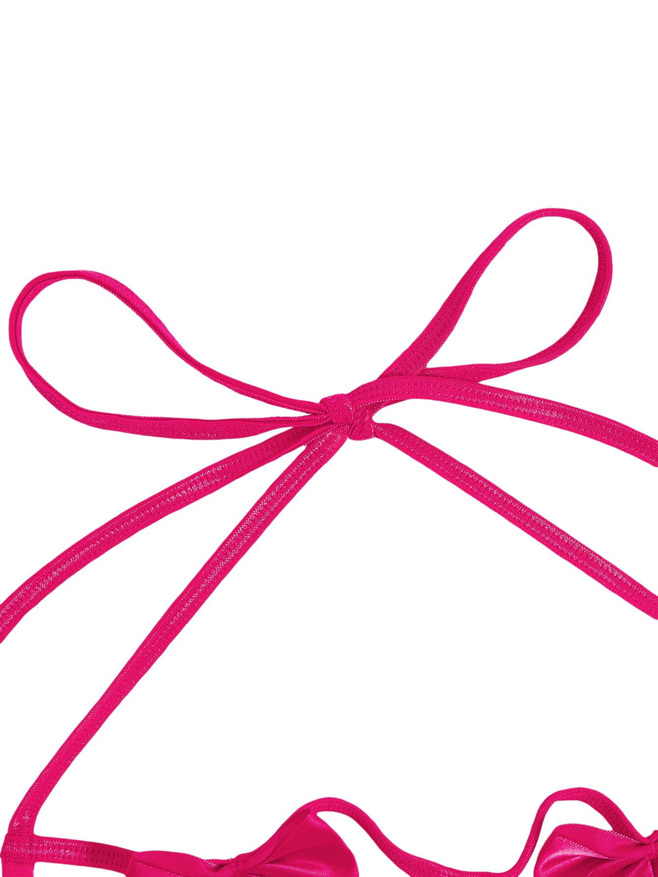 SOLY HUX Women's Two Piece Underwire Lingerie Set Bow Knot Cut Out Halter Bra and Panty Sleepwear Pure Hot Pink S