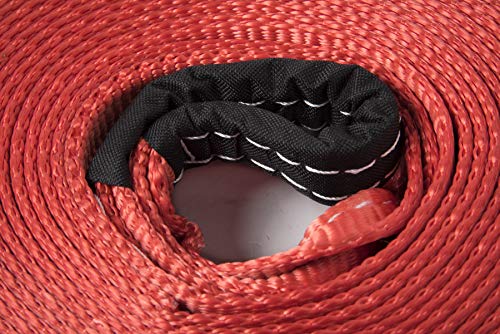 HiGear 9 Ton 2 Inch X 30 Ft. Polyester Tow Strap Rope 2 Loops 20,000lb Towing Recovery by Alfa Wheels (2in 30ft 2x30, Red)