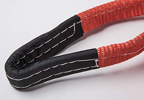 HiGear 9 Ton 2 Inch X 30 Ft. Polyester Tow Strap Rope 2 Loops 20,000lb Towing Recovery by Alfa Wheels (2in 30ft 2x30, Red)