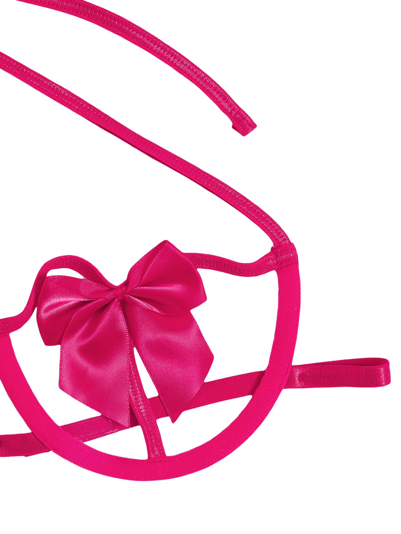 SOLY HUX Women's Two Piece Underwire Lingerie Set Bow Knot Cut Out Halter Bra and Panty Sleepwear Pure Hot Pink S