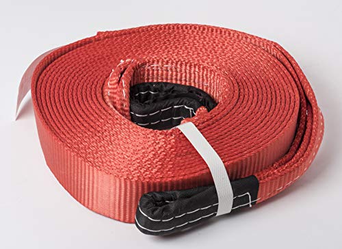 HiGear 9 Ton 2 Inch X 30 Ft. Polyester Tow Strap Rope 2 Loops 20,000lb Towing Recovery by Alfa Wheels (2in 30ft 2x30, Red)