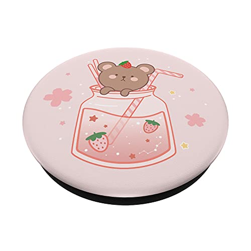 Funny Strawberry Bear Cute Kawaii Aesthetic PopSockets Swappable PopGrip