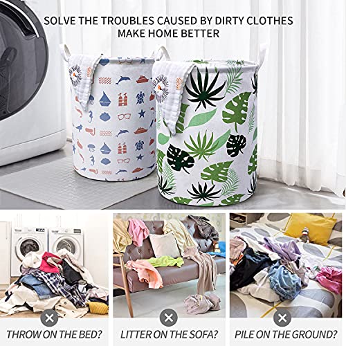 MHB Laundry Basket, Nursery Hamper, Canvas Foldable with Waterproof PE Coating, Large Storage Baskets for Kids Boy and Girl, Office, Bedroom, Clothes, Toys (Bear)
