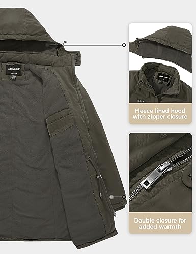 Soularge Women's Winter Plus Size Thickened Cotton Coat with Detachable Hood(Olive,3X)
