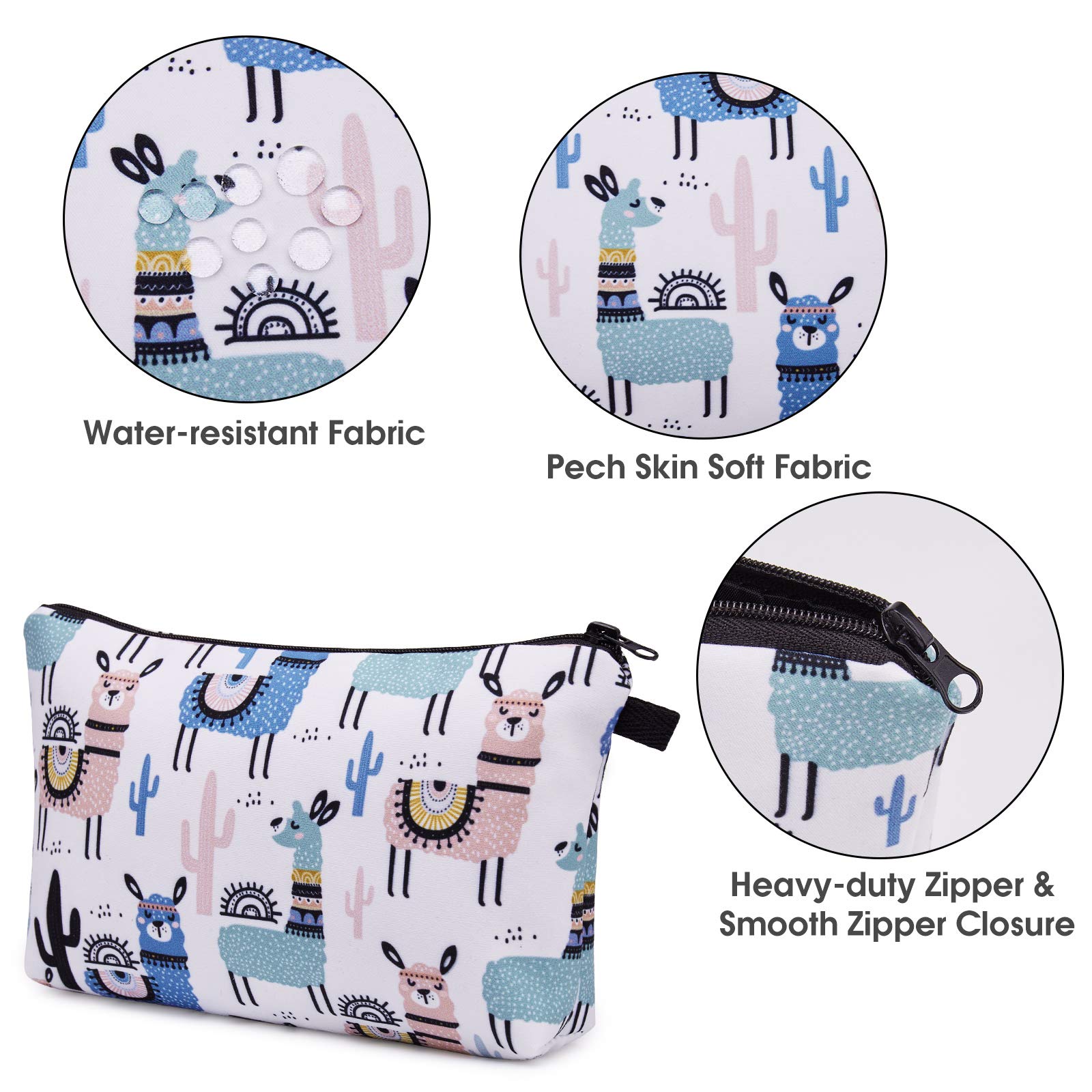 WANDF Cosmetic Bag for Women Makeup bag Organizer Mini Makeup Pouch for Purse Water Resistant Girls Gift (L-White Leopard)