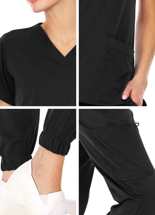 Mini Marilyn Stretch V-Neck Jogger Scrubs Set, Available in Over 12 Colors